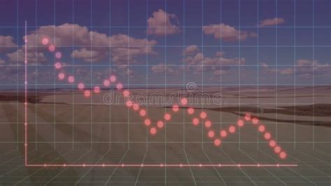 Graph With Red Data Points Overlaying Landscape And Cloudy Sky Animation Stock Footage Video