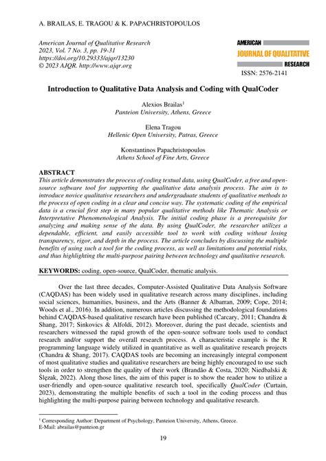 Pdf Introduction To Qualitative Data Analysis And Coding With Qualcoder