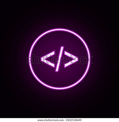 Coding Neon Icon Elements Online Web Stock Vector Royalty Free