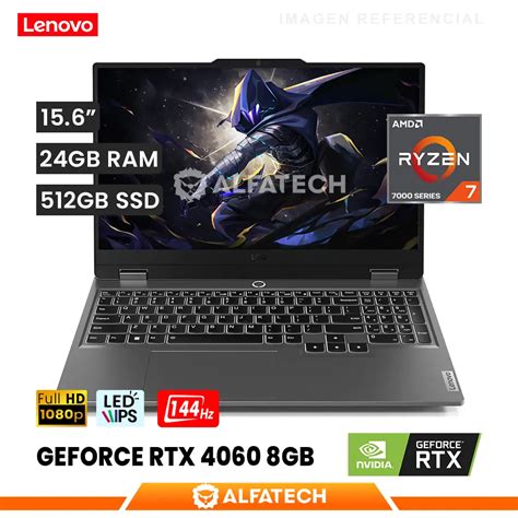 LAPTOP LENOVO LOQ 15ARP9 AMD RYZEN 7 7435HS 24GB RAM 512GB SSD RTX 4060 8GB 15 6 FHD IPS 144HZ