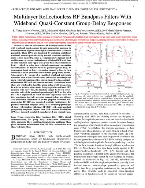 Pdf Multilayer Reflectionless Rf Bandpass Filters With Wideband Quasi Constant Group Delay