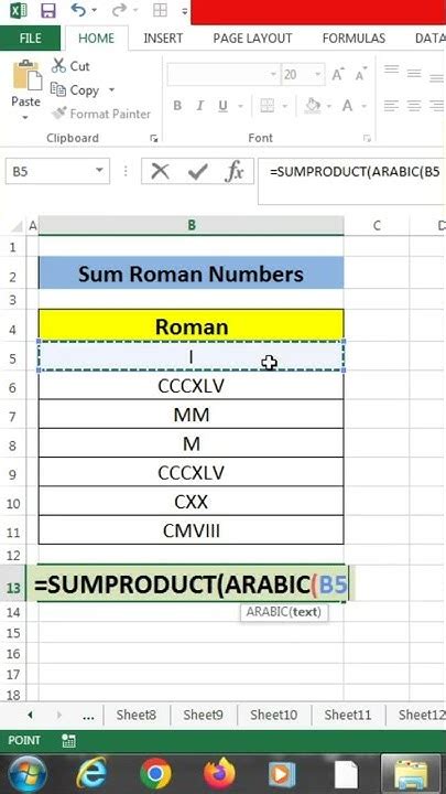 Shorts How To Sum Roman Numbers In Excel Sum Roman Excelshorts