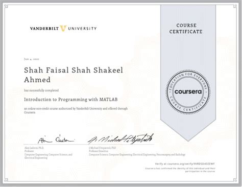 Moocs Certificate Coursera Matlab Shah Faisal Phd Ee 12020008005011 Pdf
