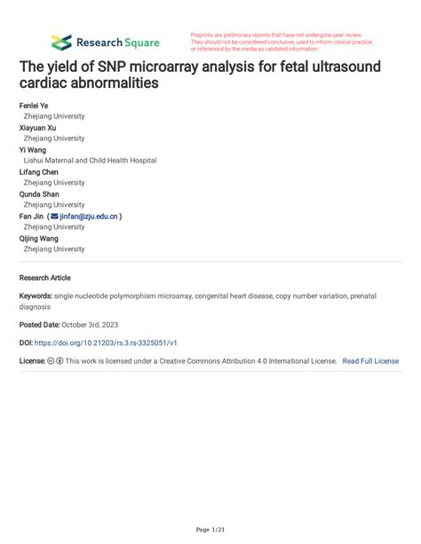 Pdf The Yield Of Snp Microarray Analysis For Fetal Ultrasound Cardiac