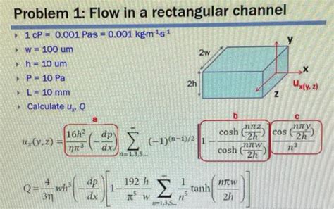 Solved Problem Flow In A Rectangular Channel Cp Chegg