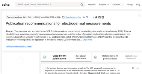 Publication Recommendations For Electrodermal Measurements