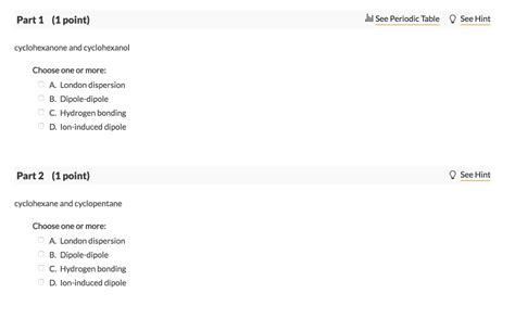 Solved Which Intermolecular Force S Do The Following Pairs