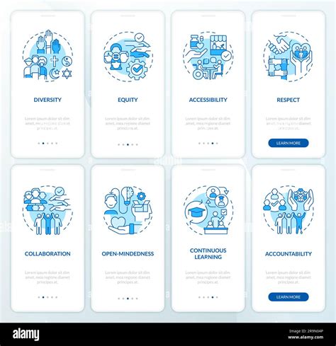 Elements Of Inclusion Blue Onboarding Mobile App Screen Set Stock Vector Image And Art Alamy