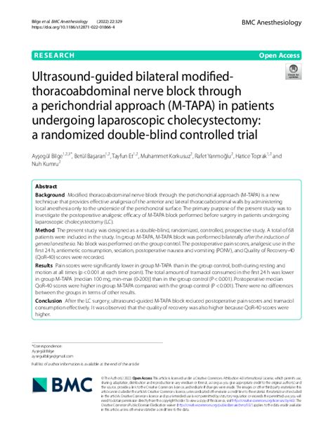 Pdf Ultrasound Guided Bilateral Modified Thoracoabdominal Nerve Block
