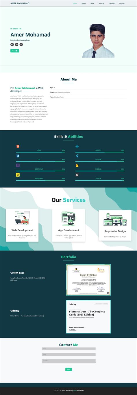 github amermohammad1 portfolio responsive my portfolio html css js framework in bootstrap5