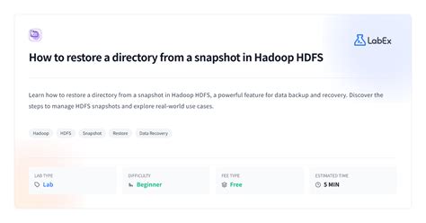 How To Restore A Directory From A Snapshot In Hadoop Hdfs Labex