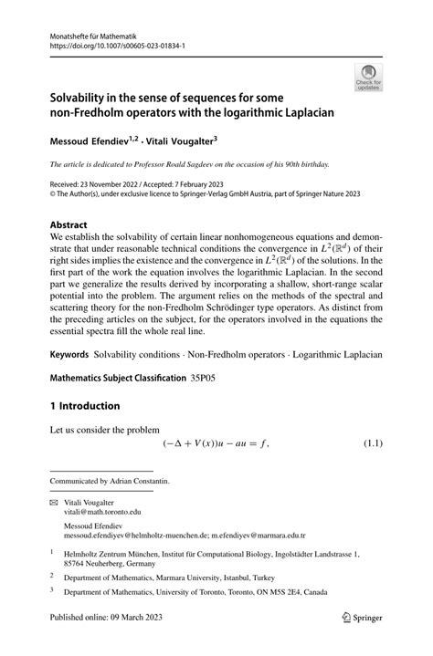 Pdf Solvability In The Sense Of Sequences For Some Non Fredholm