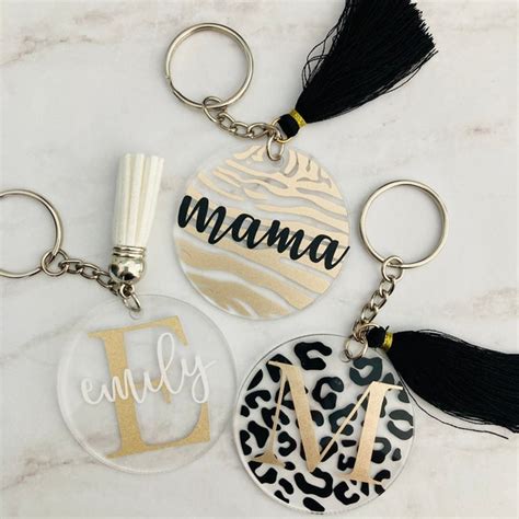 Acrylic Monogram Keychain Etsy