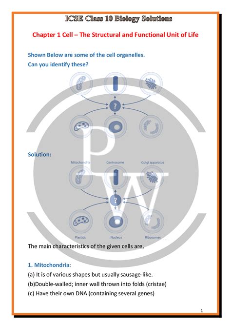 Icse Class 10 Biology Solutions For Chapter 1 Cell Physics Wallah