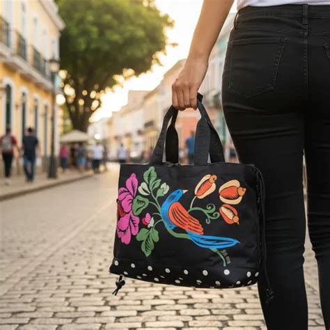 Bolsa Totebag Carioca Farm Cashews And Birds Preto Preto Níquel Cashews