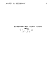 Love Sex And Robots Docx Running Head LOVE SEX AND ROBOTS Love Sex And Robots Human And Sex