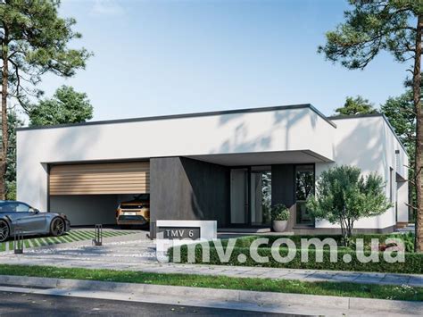 Современный одноэтажный дом в стиле хай тек с плоской крышей Tmv 6 House Front Design