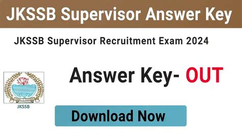 Jkssb Supervisor Answer Key 2024 Pdf Download Out