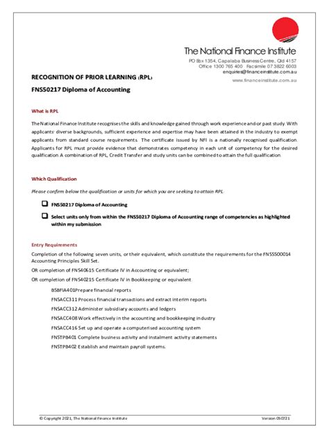 Fillable Online Rpl Guide And Application Form Fax Email Print Pdffiller