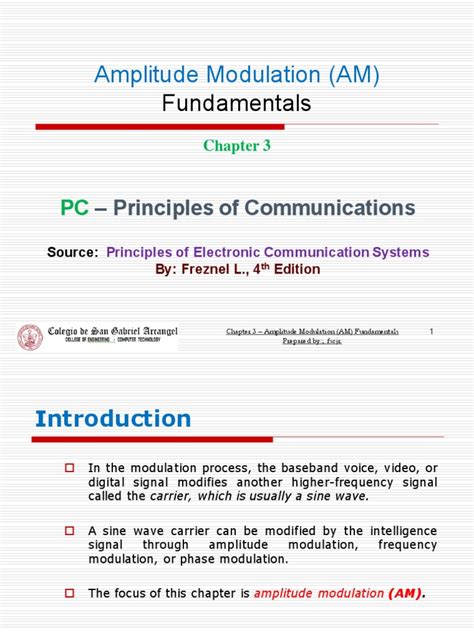 Chapter 3 Amplitude Modulation Fundamentals Prof Pdf Modulation