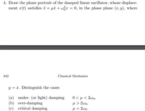 Solved 4 Draw The Phase Portrait Of The Damped Linear