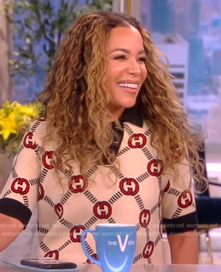 Wornontv Sunnys Beige Monogram Knit Mini Dress On The View Sunny Hostin Clothes And