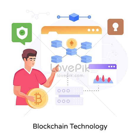 블록 체인 기술 플랫 일러스트 일러스트 무료 다운로드 Lovepik