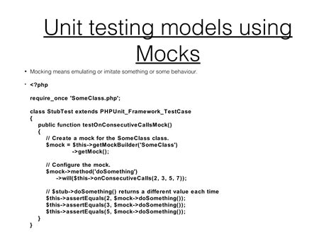 How To Test Models Using Php Unit Testing Framework Ppt