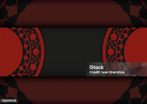 텍스트 및 빈티지 패턴에 대한 공간이있는 템플릿을 초대합니다 고급스러운 패턴의 블랙 레드 컬러의 엽서 벡터 디자인 0명에 대한 스톡 벡터 아트 및 기타 이미지 Istock