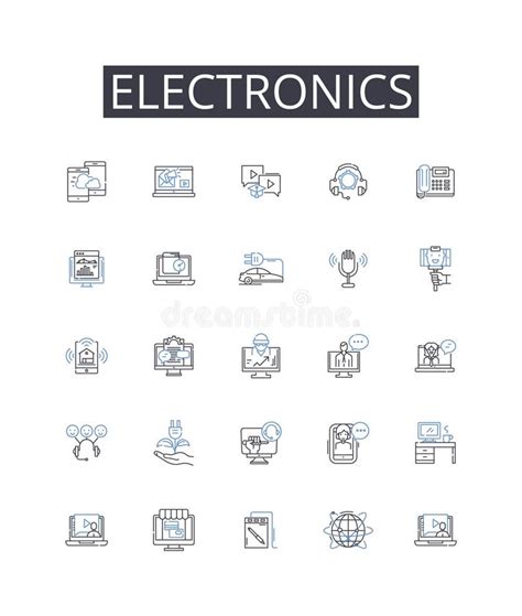 Electronics Line Icons Collection Technology Gadgets Devices