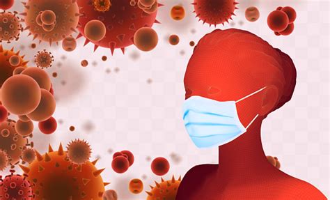 박테리아 바이러스 포자 및 먼지의 배경에 대한 의료 마스크에 3d 여성 초상화 건강관리와 의술에 대한 스톡 벡터 아트 및 기타