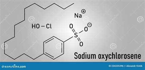 Sodium Oxychlorosene Antiseptic Molecule Skeletal Formula Chemical Structure Vector
