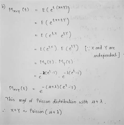 [solved] 1 poisson mgf let x have poisson u distribution and let y