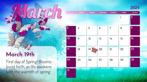 March Spring Calendar Video Background