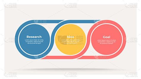 业务信息图。过程有3个步骤，选项，圆圈。向量模板。