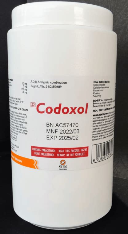 Codoxol Codeine 10mg Paracetamol 450mg Doxylamine 5mg Caffeine