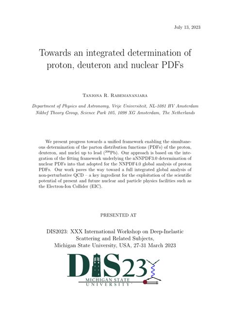 Pdf Towards An Integrated Determination Of Proton Deuteron And Nuclear Pdfs