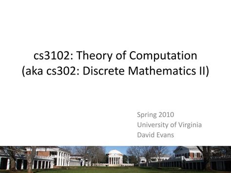 Ppt Cs3102 Theory Of Computation Aka Cs302 Discrete Mathematics Ii Powerpoint Presentation
