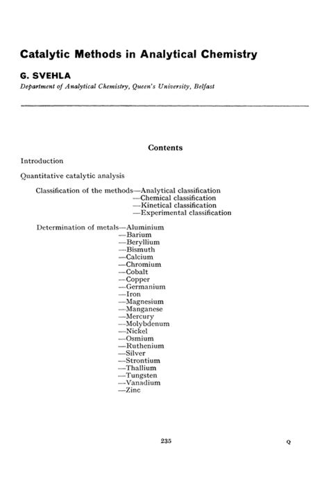 Catalytic Methods In Analytical Chemistry Selected Annual Reviews Of The Analytical Sciences