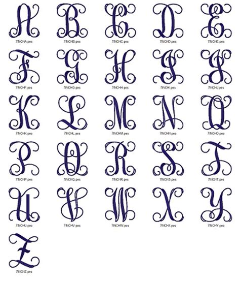 Large Intertwined Monogram Machine Embroidery Font Alphabet Rivermill