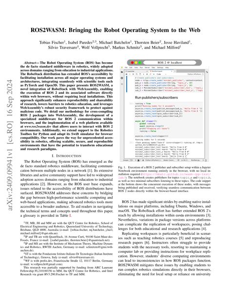 pdf ros2wasm bringing the robot operating system to the web