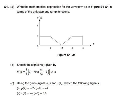 Solved Q1 A Write The Mathematical Expression For The Waveform As