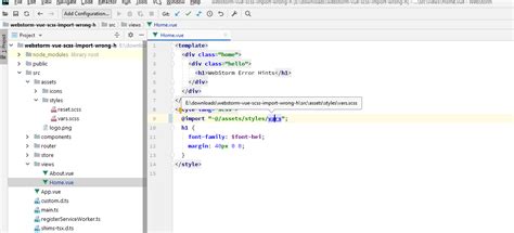 Vue Scss File Cannot Resolve Ides Support Intellij Platform Jetbrains