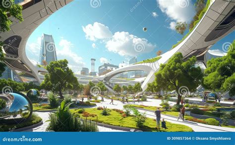 Sustainable Urban Ecosystem With Green Architecture And Public Gardens