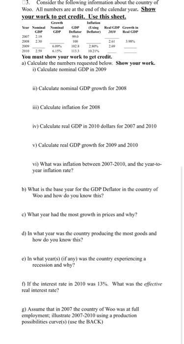 Solved 3 Consider The Following Information About The