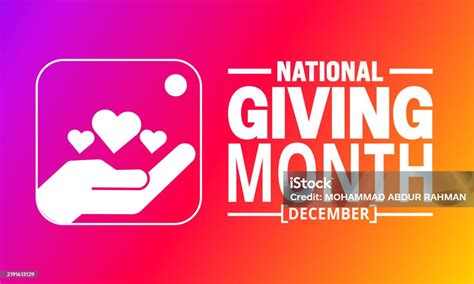 12월은 전국 기부의 달입니다 휴일 개념 플래 카드 배경 인사말 카드 텍스트 비문이있는 포스터 디자인 템플릿 표준 소셜 미디어