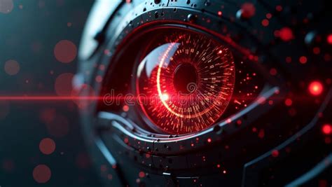 Robotic Eye Shooting Laser Through Data Matrix With Futuristic Graphic