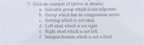 Solved Give An Example Of Prove In Details A Solvable Chegg Com