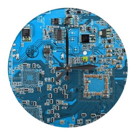 Computer Geek Circuit Board Blue Large Clock Zazzle Computer Geek Clock Circuit Board