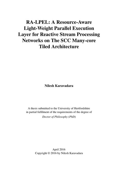 PDF RA LPEL A Resource Aware Light Weight Parallel Execution Layer For Reactive Stream
